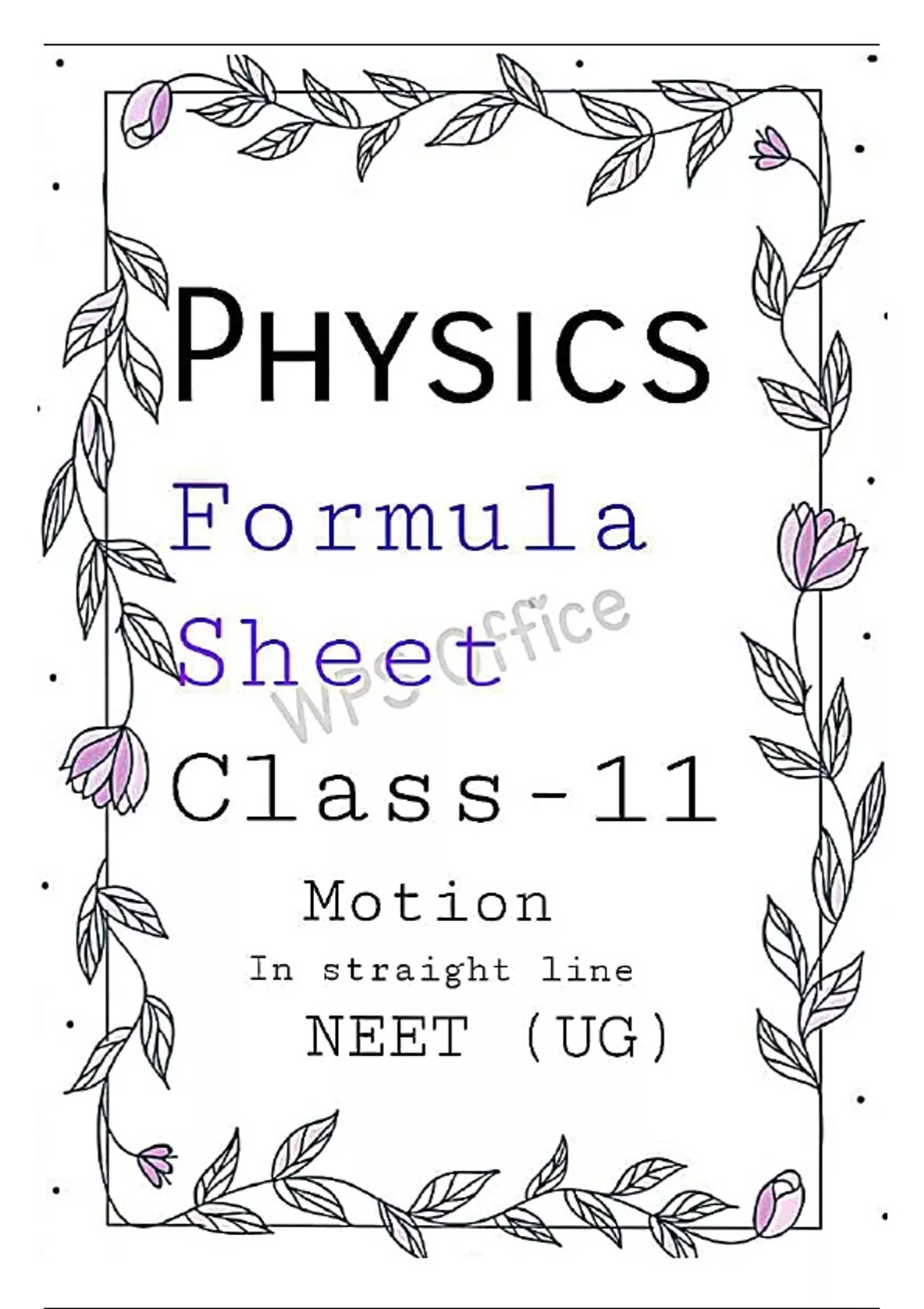 Formula sheet, motion in a straight line - NEET - Stuvia US