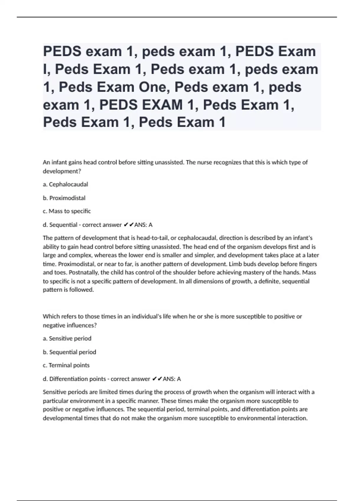 PEDS exam 1, peds exam 1, PEDS Exam I, Peds Exam 1, Peds exam 1, peds exam 1, Peds Exam One ...