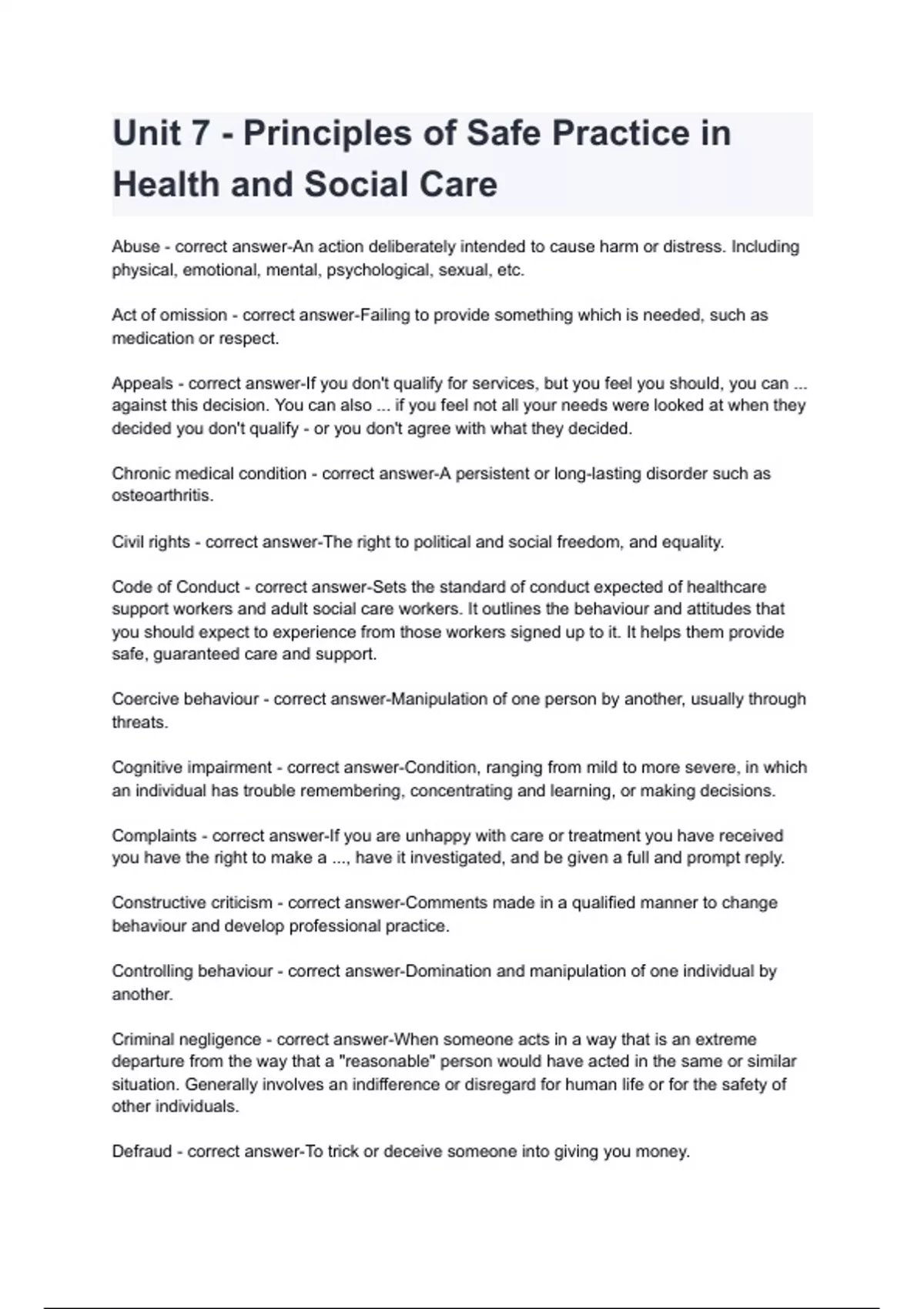 Unit 7 - Principles of Safe Practice in Health and Social Care ...