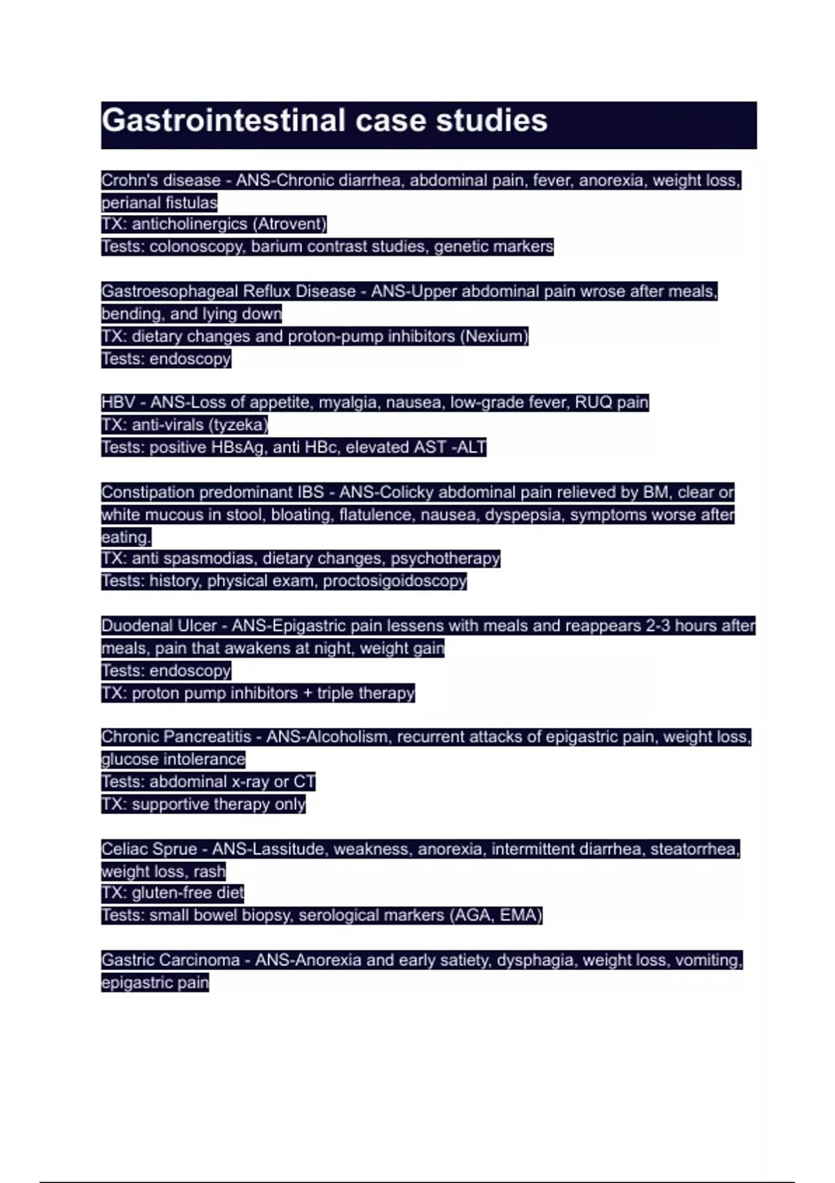 Gastrointestinal case studies ( Questions with 100% Actual correct ...