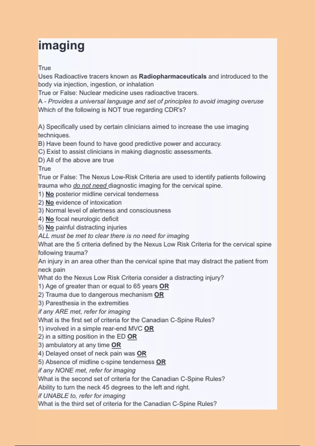 imaging Questions with 100% Actual correct answers | verified | latest ...