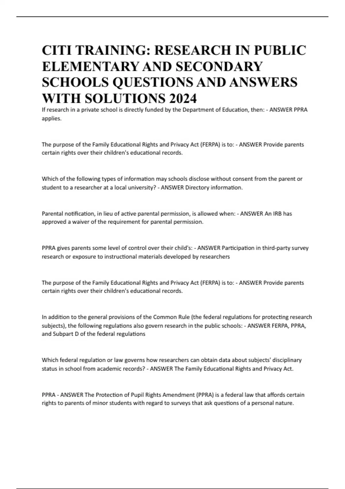 CITI TRAINING: RESEARCH IN PUBLIC ELEMENTARY AND SECONDARY SCHOOLS ...