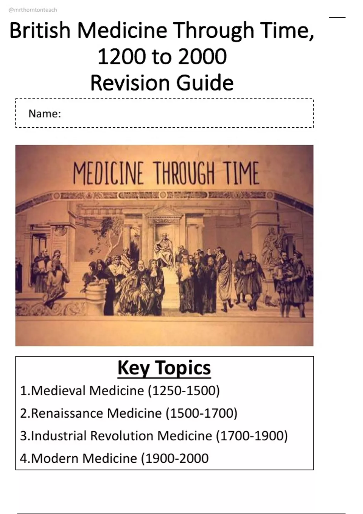 Summary GCSE History Medicine Through Time c1250-present Revision Guide ...