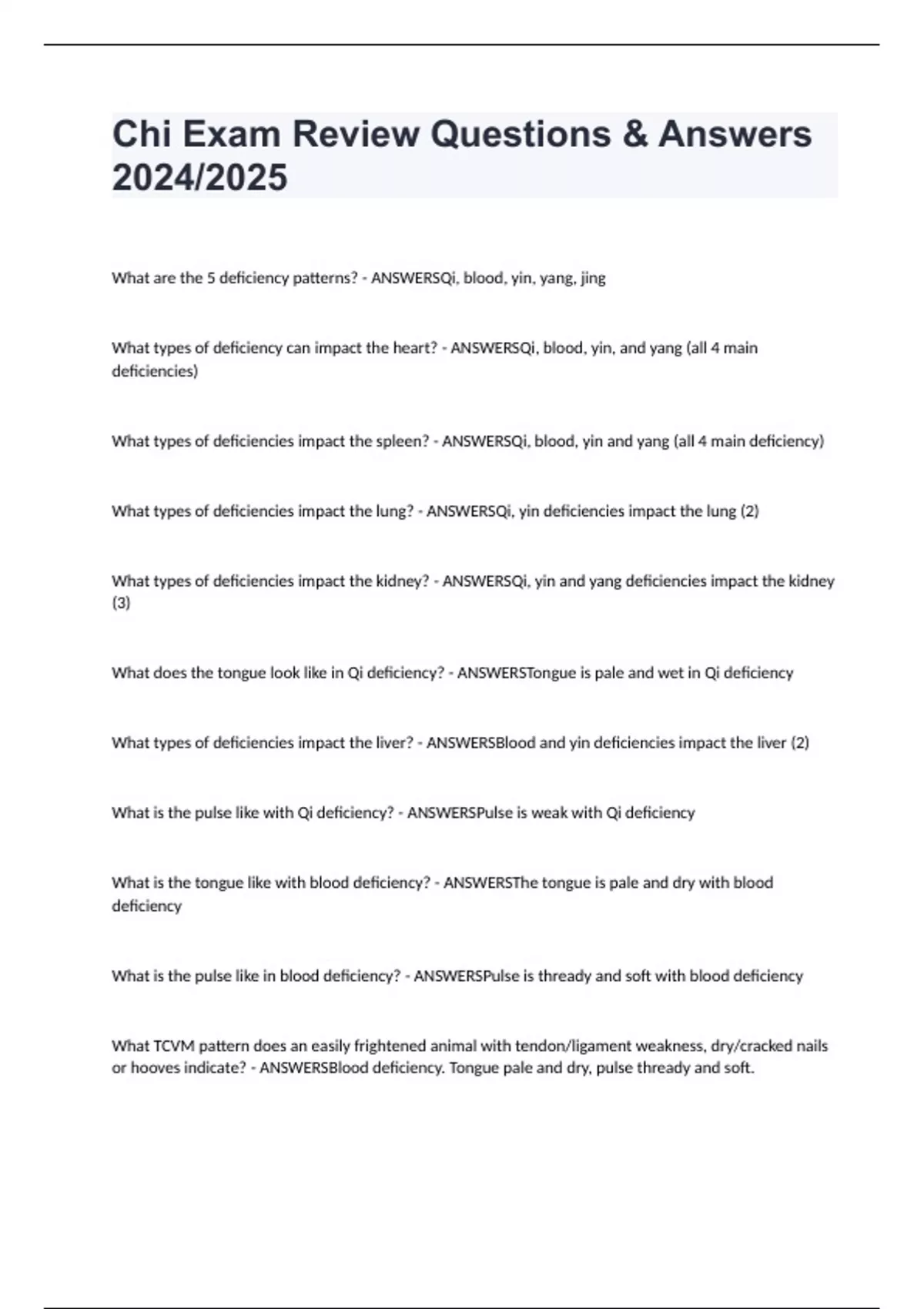 Chi Exam Review Questions & Answers 2024/2025 - Chi - Stuvia US