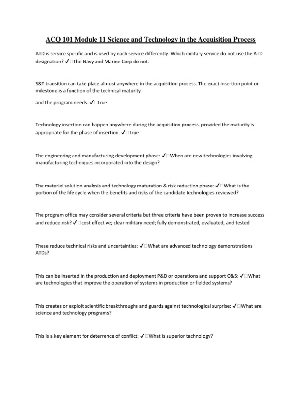 ACQ 101 Module 11 Science and Technology in the Acquisition Process - ACQ 101 Module 11 Science ...