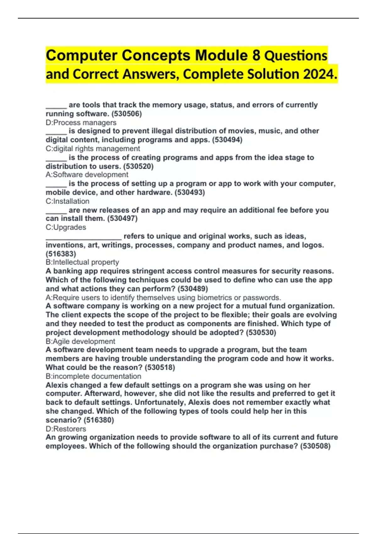 Computer Concepts – Module 8: Questions and Correct Answers (2025/2026 ...