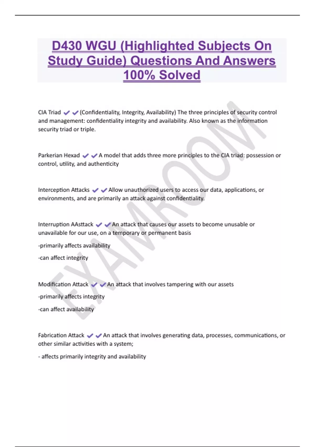 D430 WGU (Highlighted Subjects On Study Guide) Questions And Answers ...