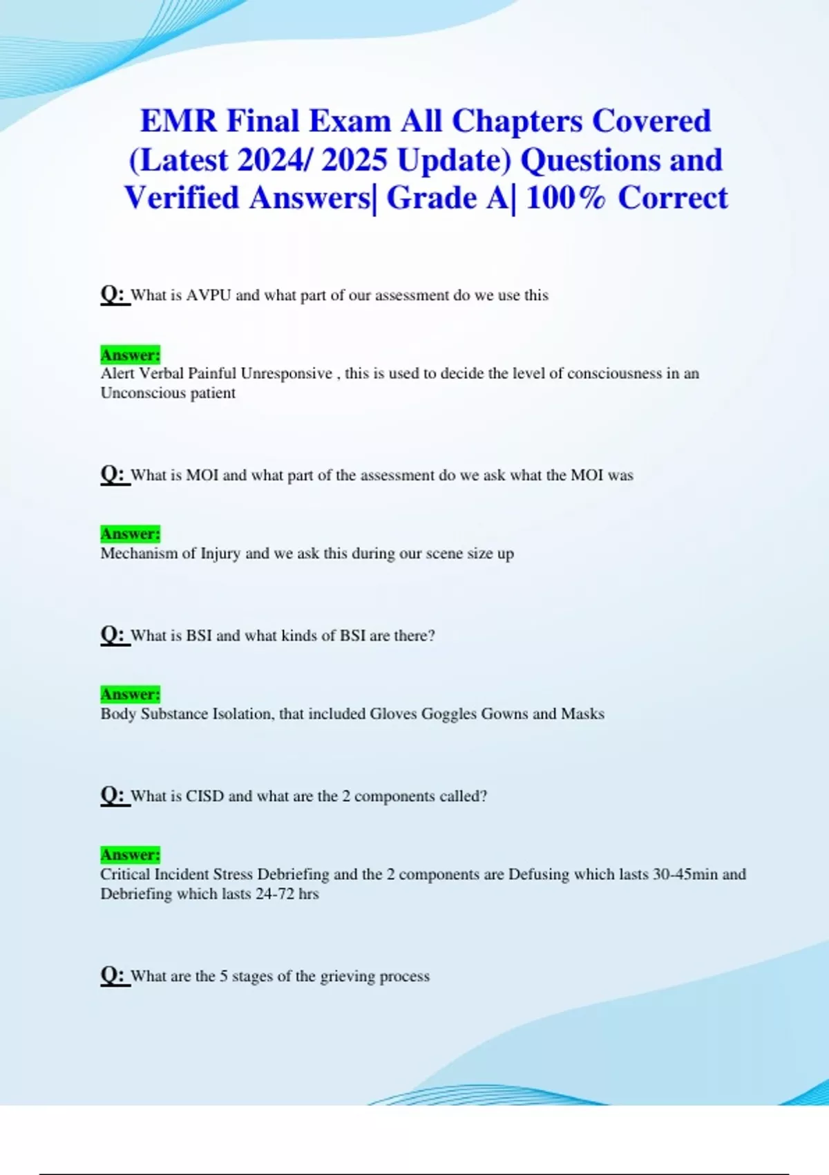EMR Final Exam All Chapters Covered (Latest 2024/ 2025 Update ...