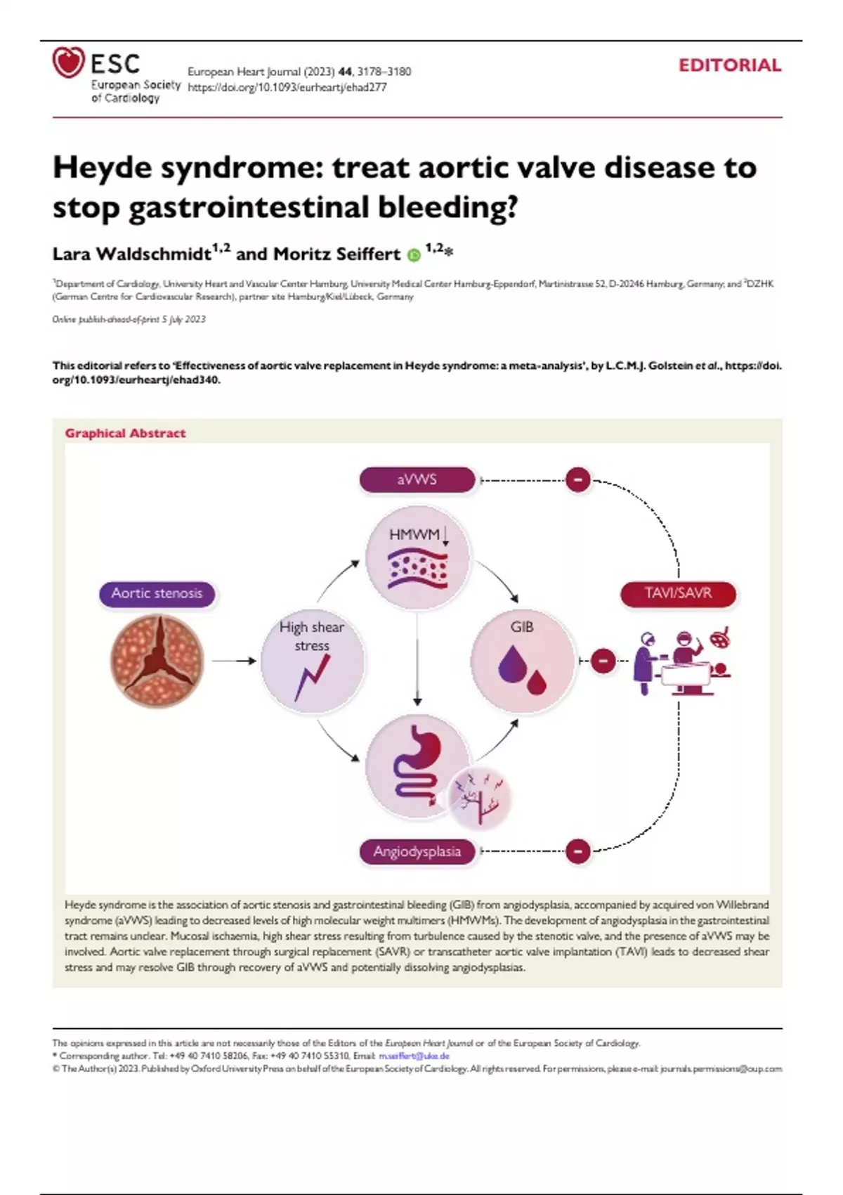 Heyde syndrome: treat aortic valve disease to stop gastrointestinal ...