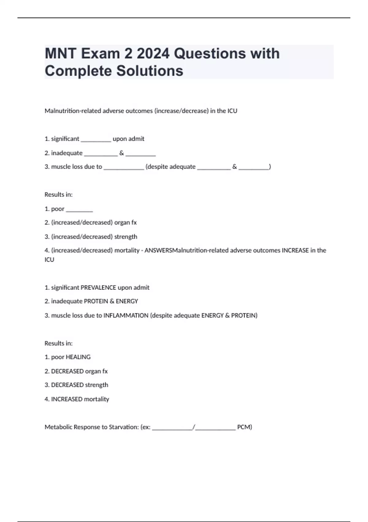 MNT Exam 2 2024 Questions with Complete Solutions - MNT - Stuvia US