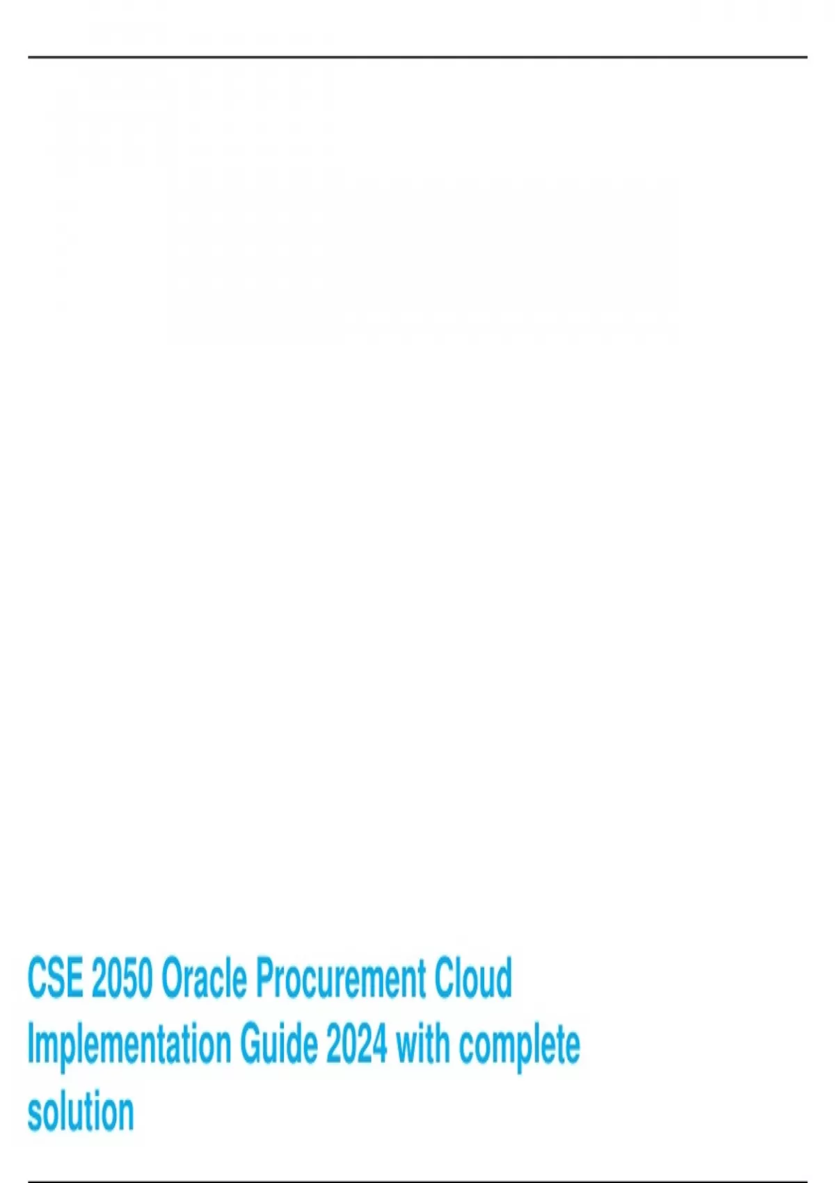 CSE 2050 Oracle Procurement Cloud Implementation Guide 2024 with ...