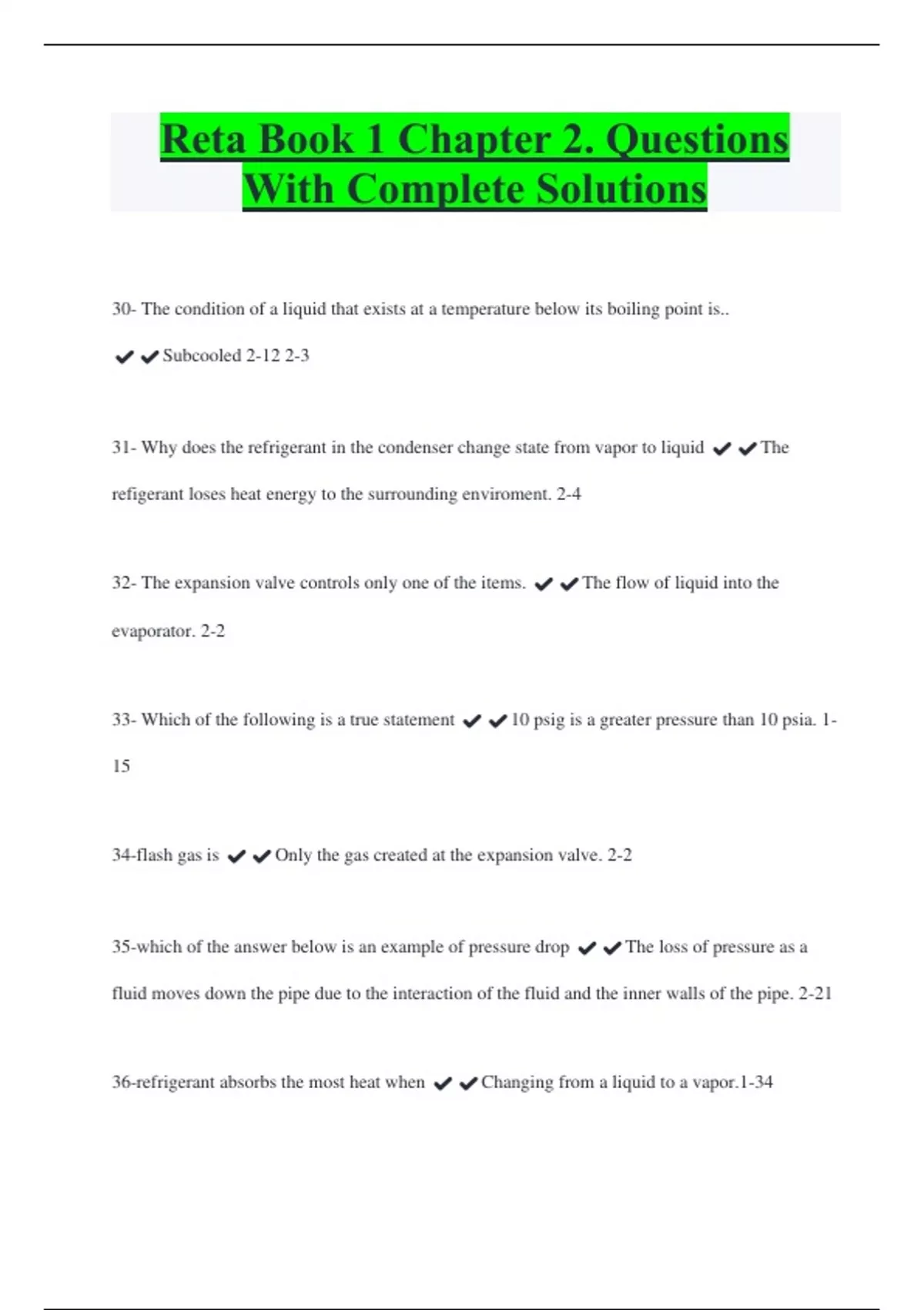 RETA INDUSTRIAL REFRIGERATION BUNDLED EXAM QUESTIONS WITH COMPLETE ...
