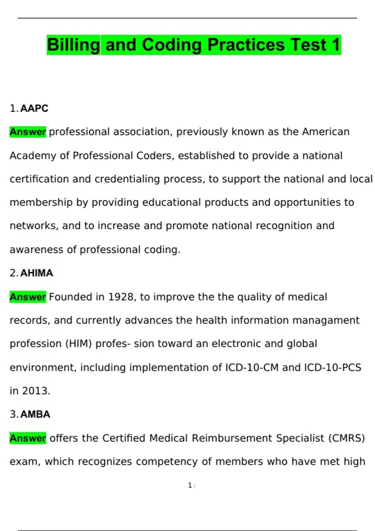 Medical Billing and Coding BUNDLED Medical Billing and Coding Final Exam Introduction to Medical ...