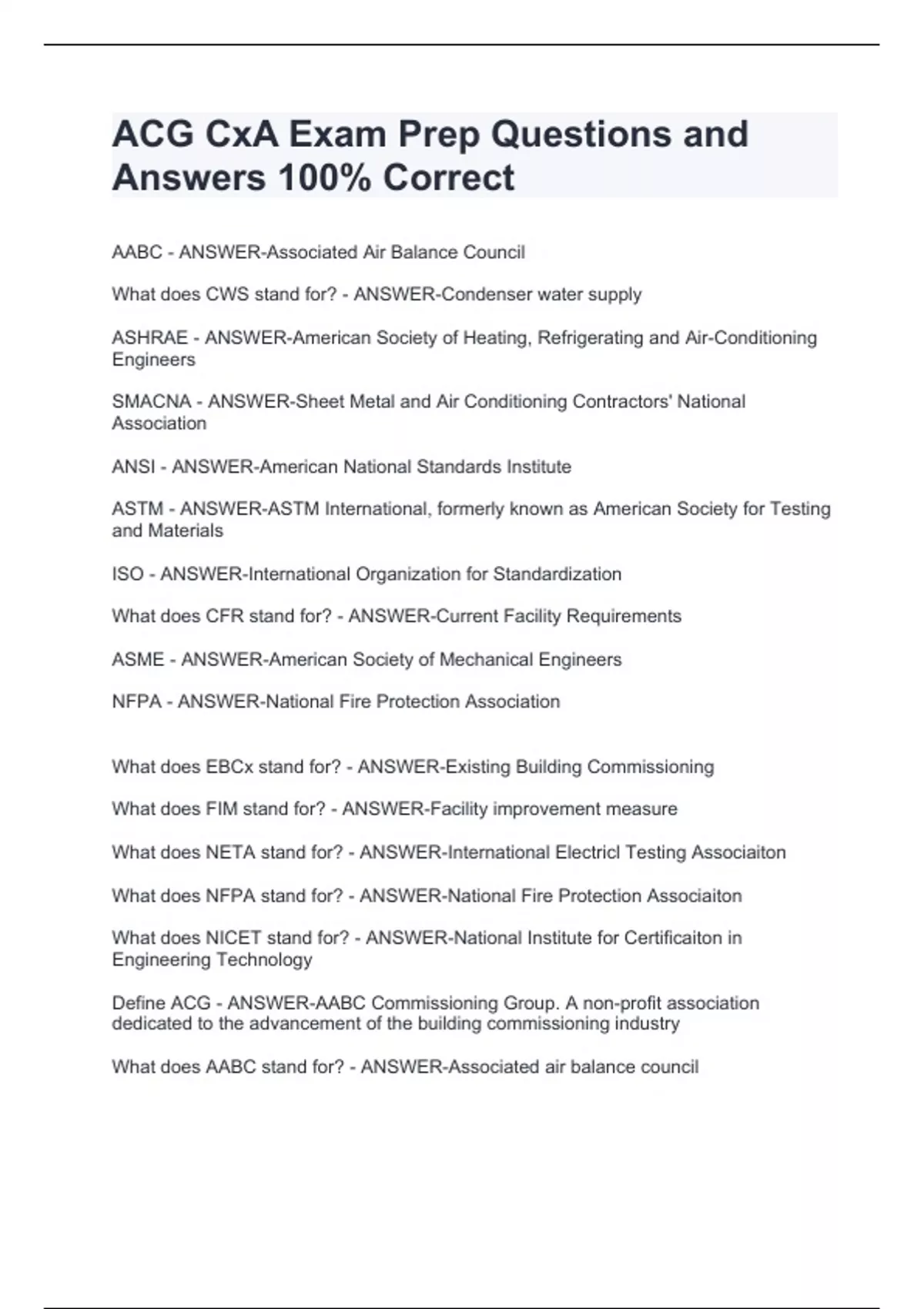 ACG CxA Exam Prep Questions and Answers 100% Correct - ACG CxA - Stuvia US