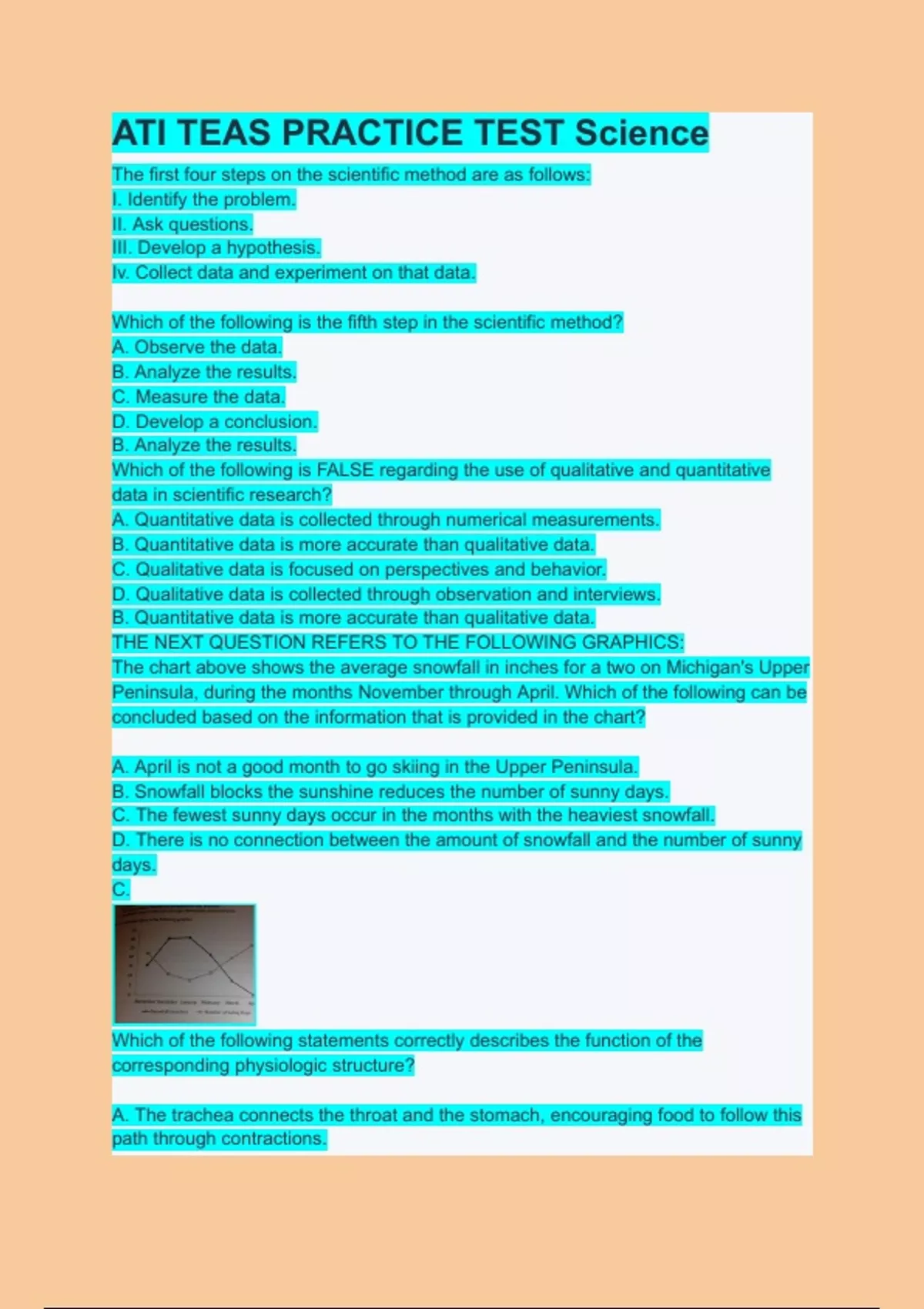 ATI TEAS PRACTICE TEST Science Questions with 100% correct answers ...