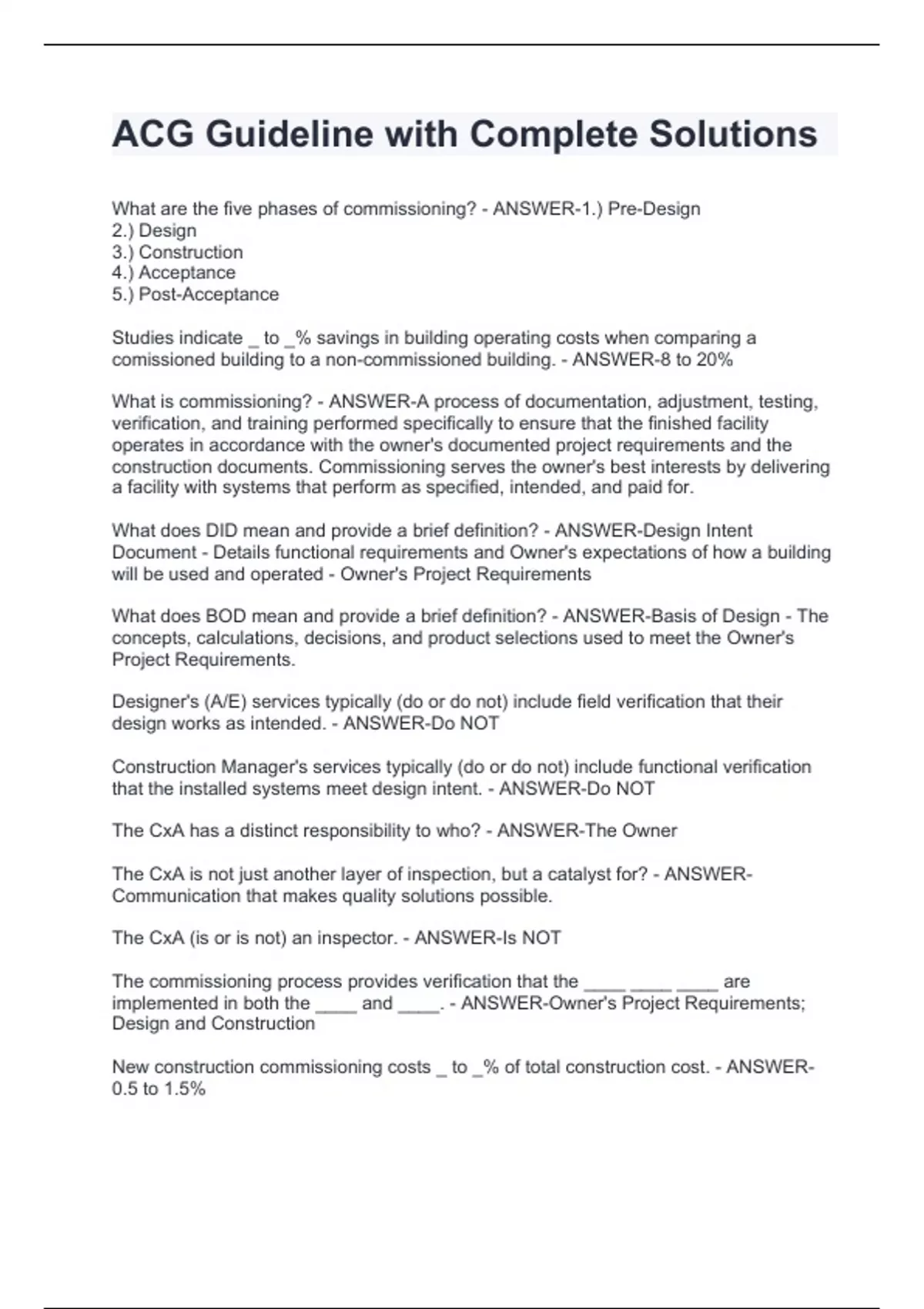 ACG Guideline with Complete Solutions - ACG - Stuvia US