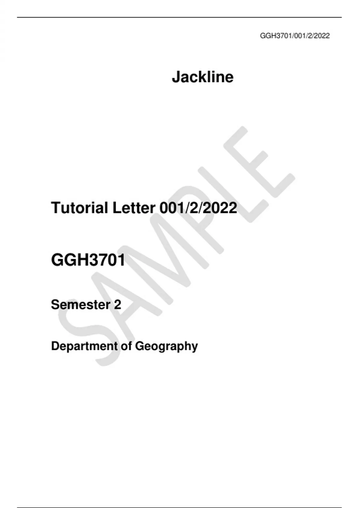 Tutorial Letter 001/2/2022 GGH3701 Semester 2 Department of Geography ...