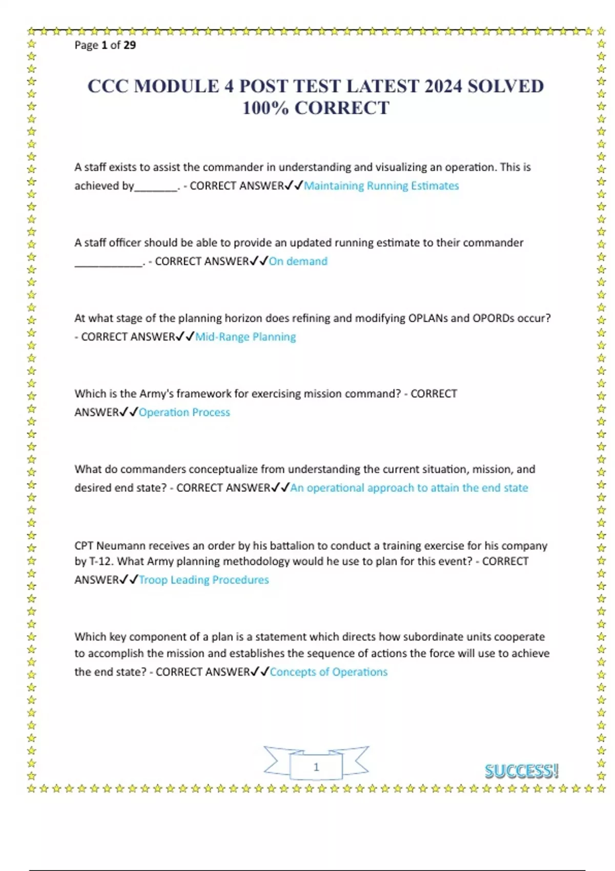 Ccc Module 4 Post Test Latest 2024 Solved 100 Correct Ccc Module 4 Post Stuvia Us