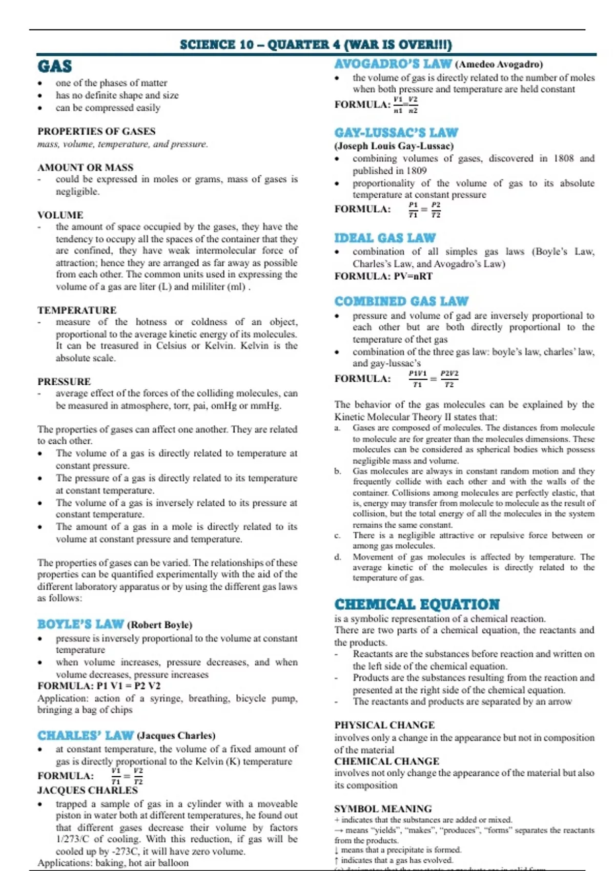 Summary Grade 10_4th Quarter Reviewer - Science - Stuvia US