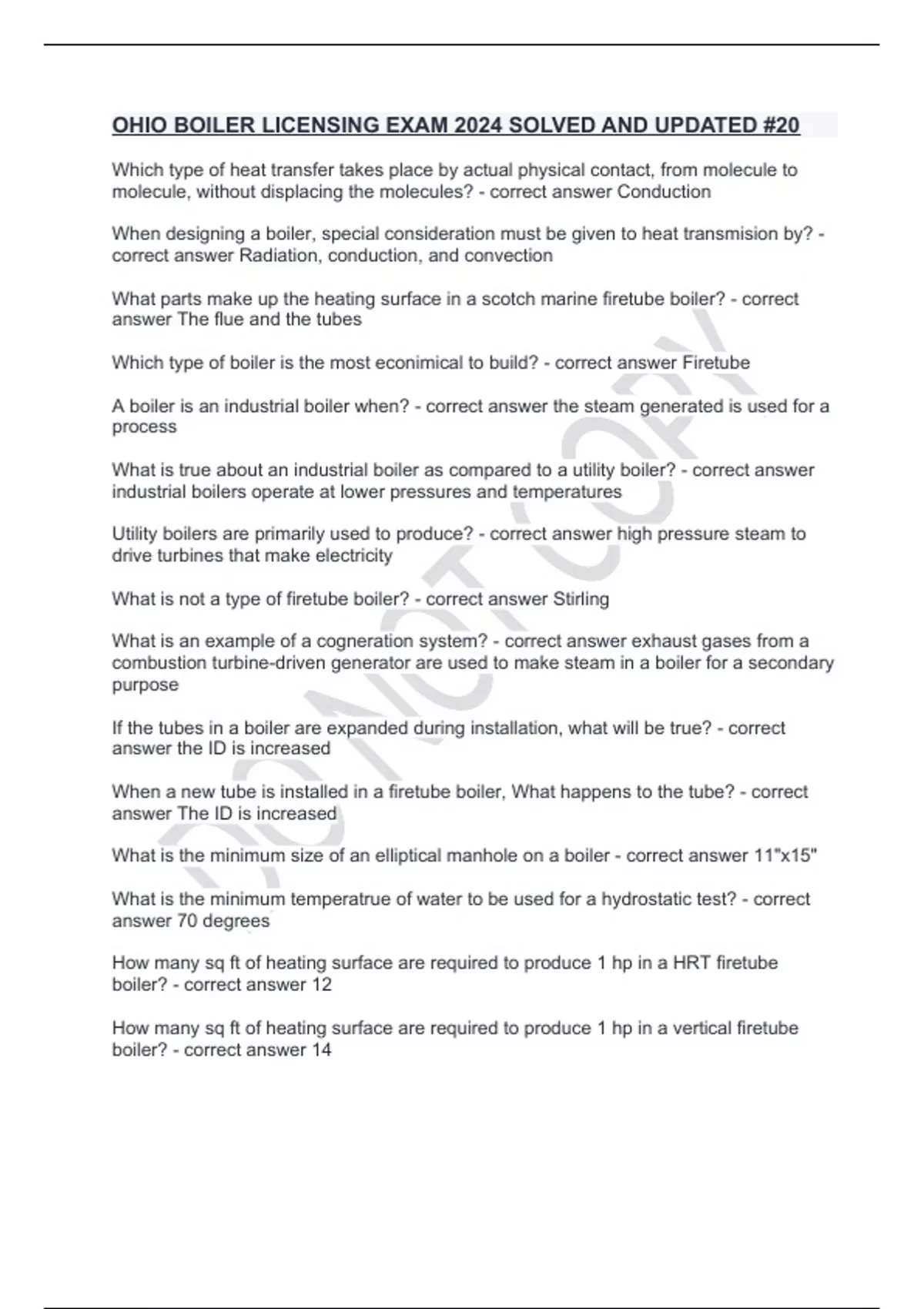 OHIO BOILER LICENSING EXAM 2024 SOLVED AND UPDATED #20 - MN BOILER EXM ...