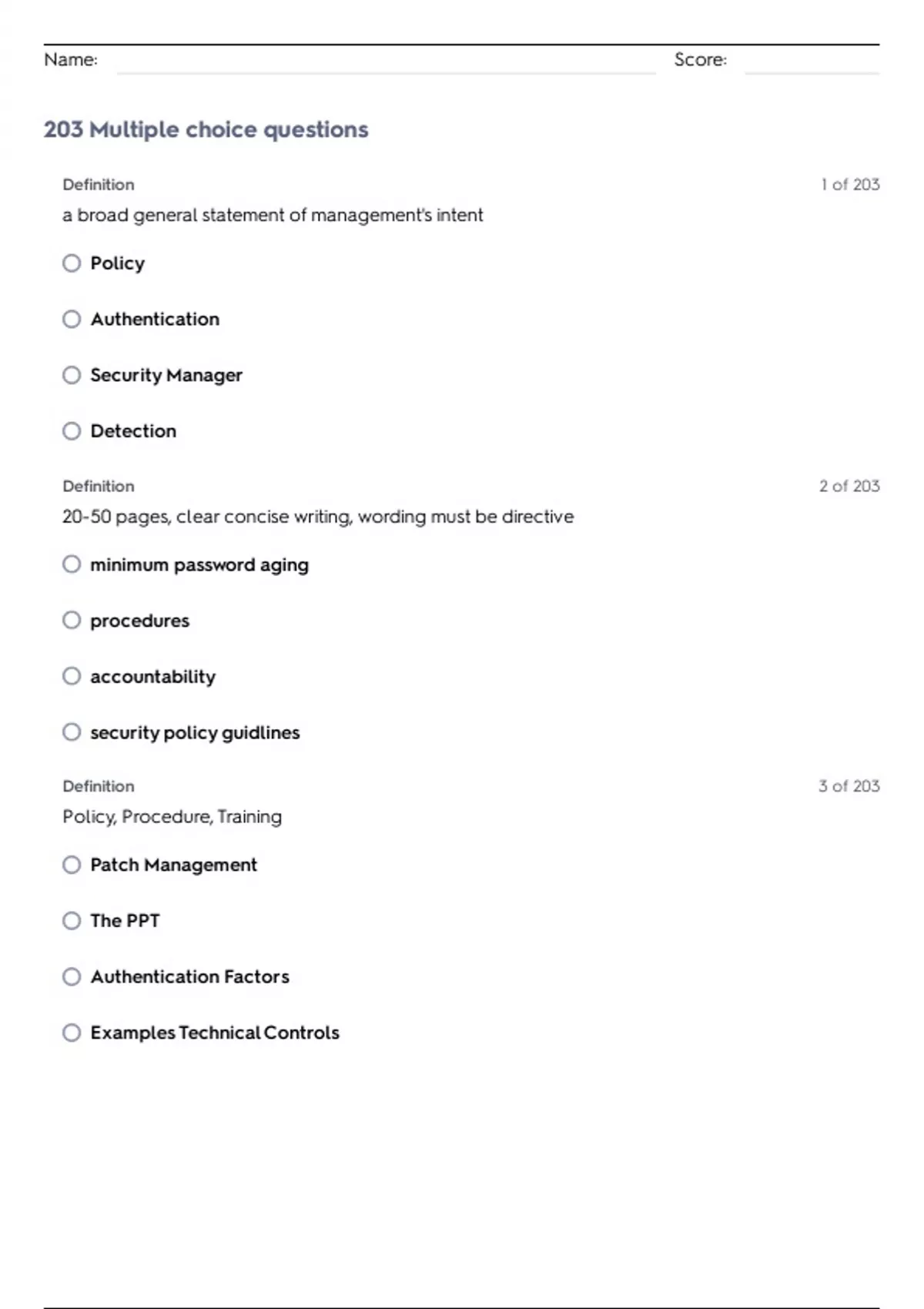 SANS SEC301 SECURITY FOUNDATION QUESTIONS WITH COMPLETE SOLUTIONS ...