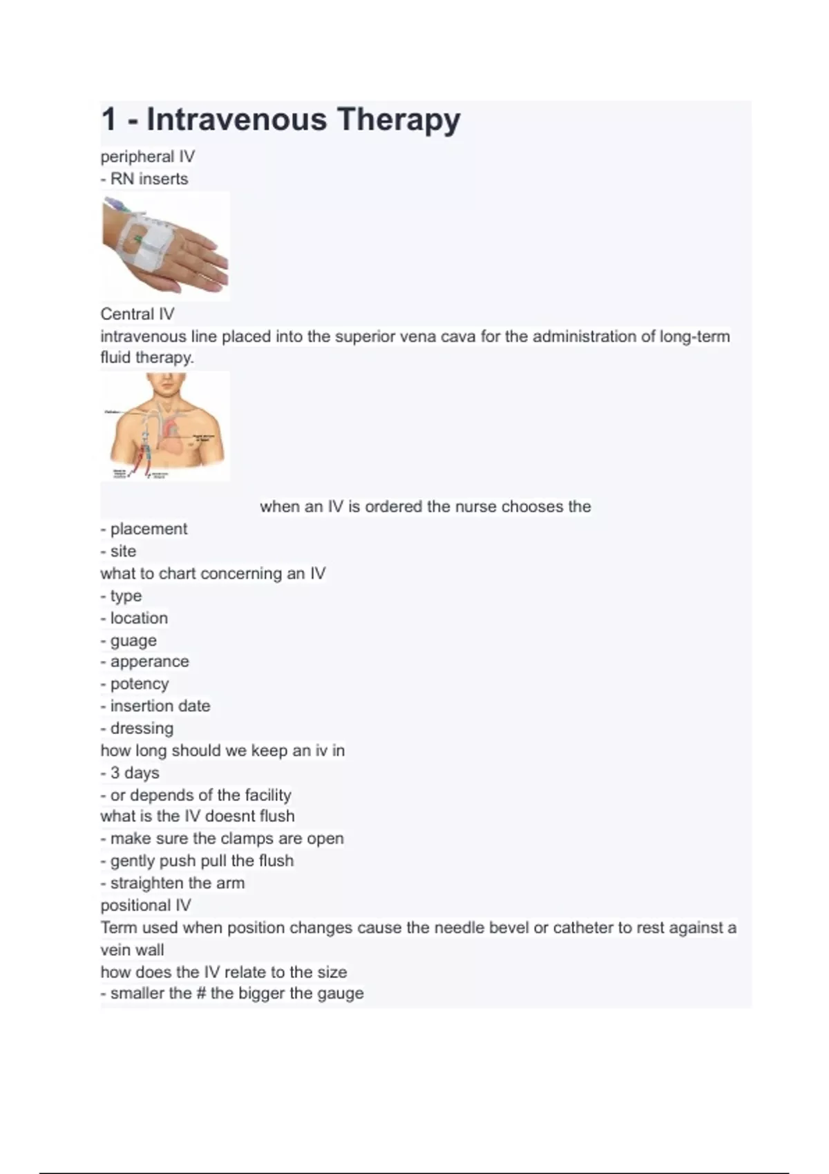 1 - Intravenous Therapy Questions with 100% Correct Answers Verified ...