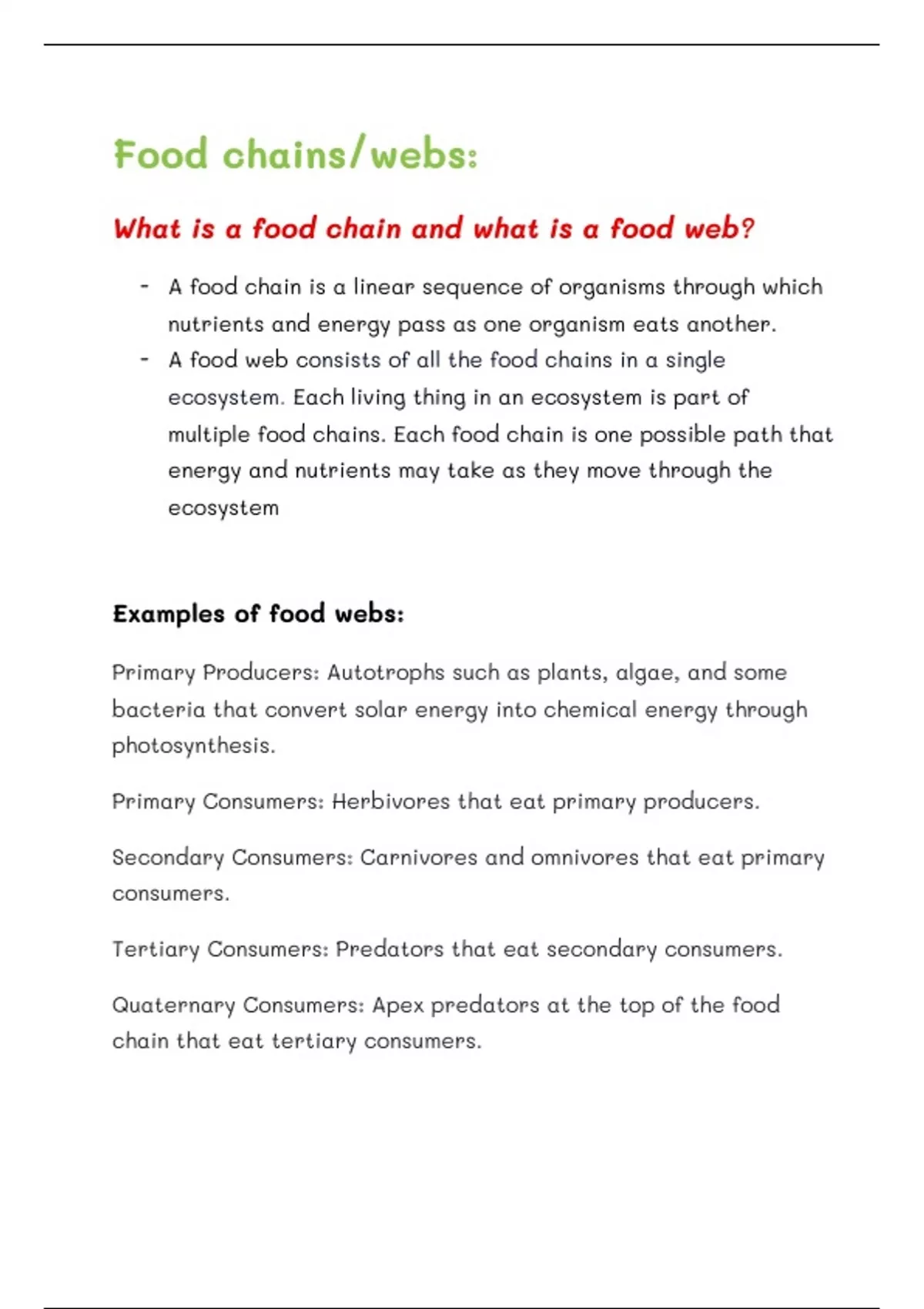 Food Chains, Food Webs, Genetic Enginnering and Natural Selection ...