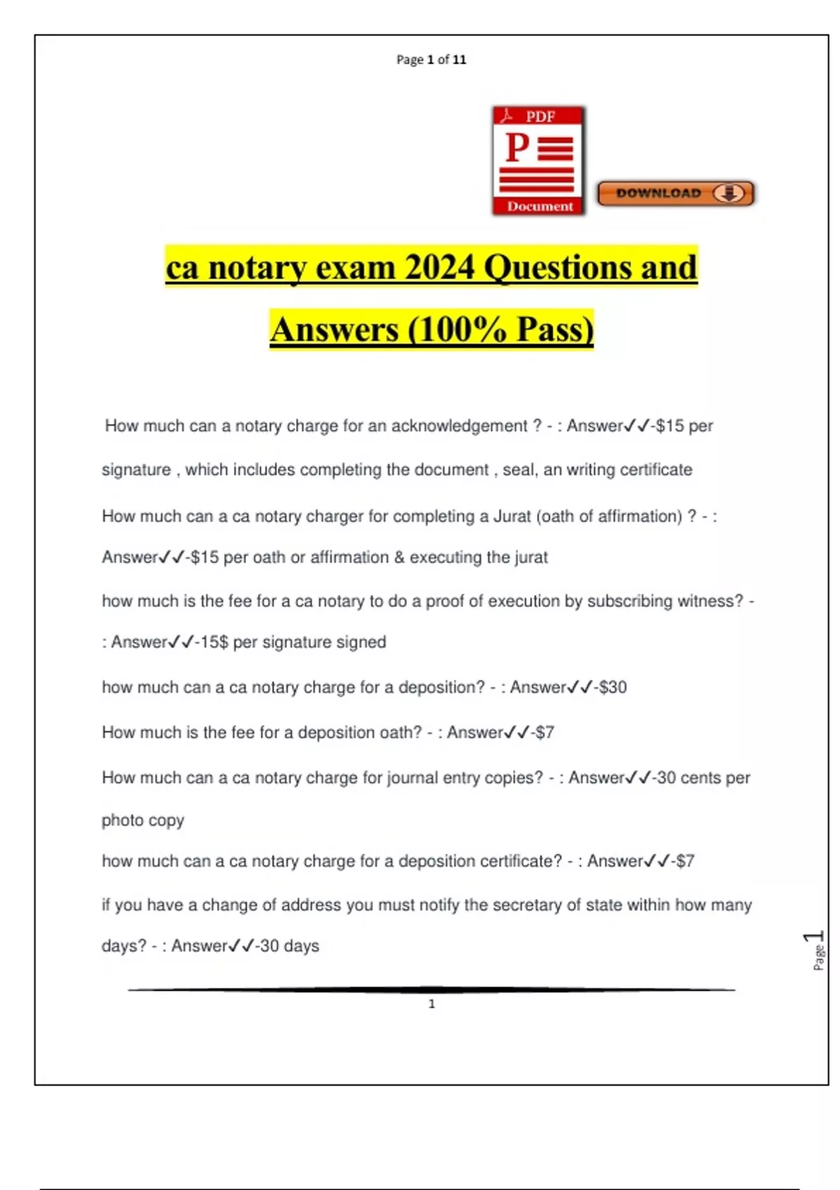 ca notary exam 2024 Questions and Answers (100% Pass) - California ...