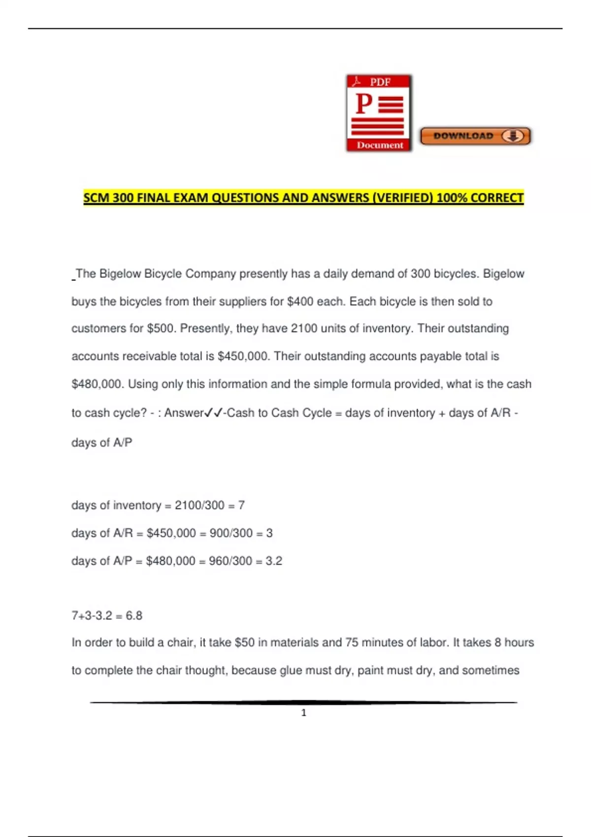 SCM 300 FINAL EXAM QUESTIONS AND ANSWERS (VERIFIED) 100% CORRECT - SCM ...
