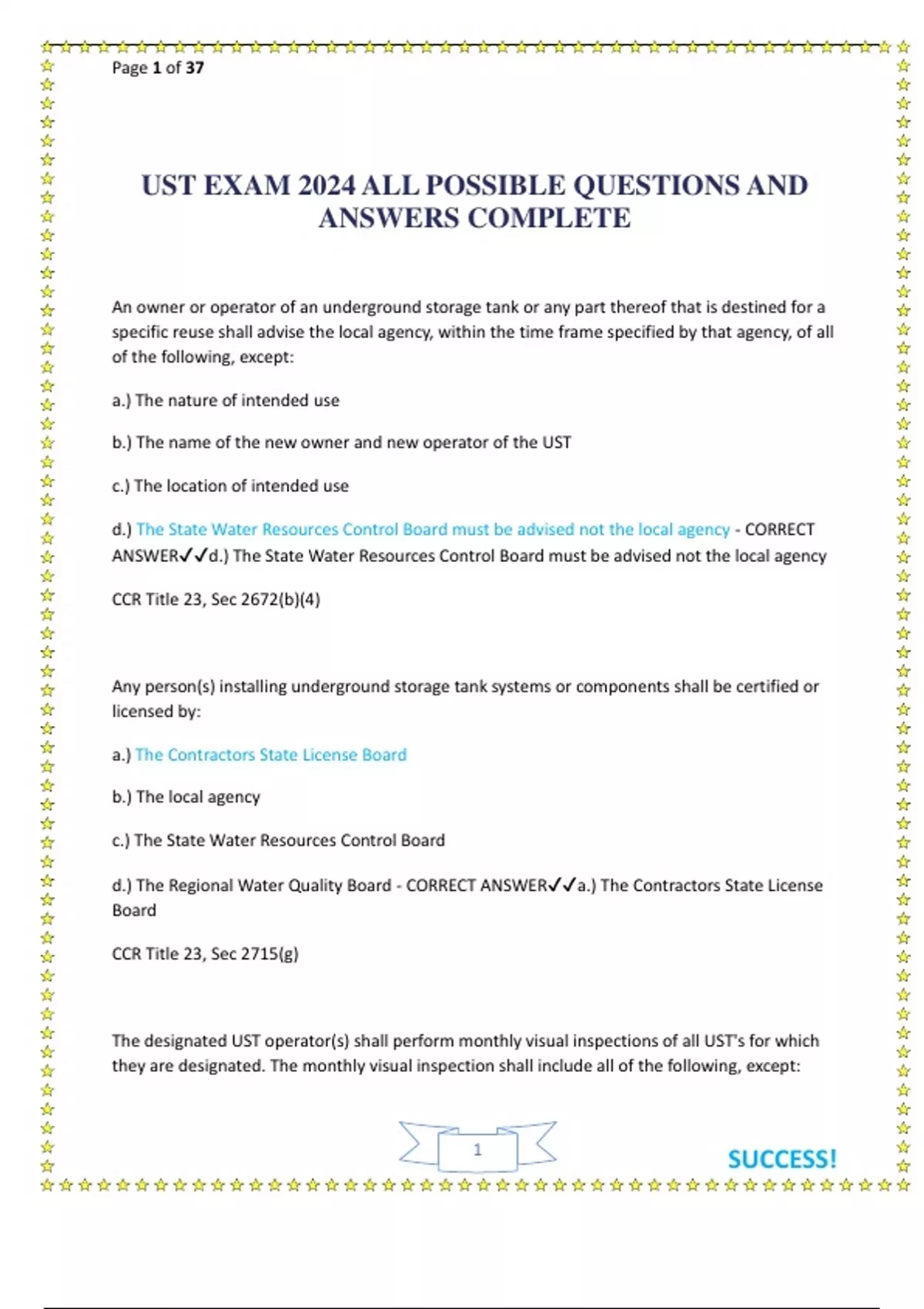 UST EXAM 2024 ALL POSSIBLE QUESTIONS AND ANSWERS COMPLETE - UST . - Stuvia US