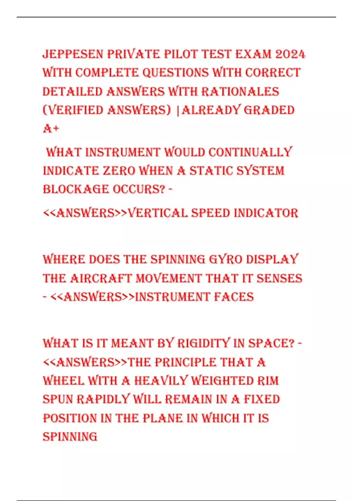 JEPPESEN PRIVATE PILOT TEST EXAM 2024 WITH COMPLETE QUESTIONS WITH ...