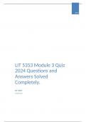 LIT 5353 Module 3 Quiz 2024 Questions and Answers Solved Completely. - LIT 5353 - Stuvia US
