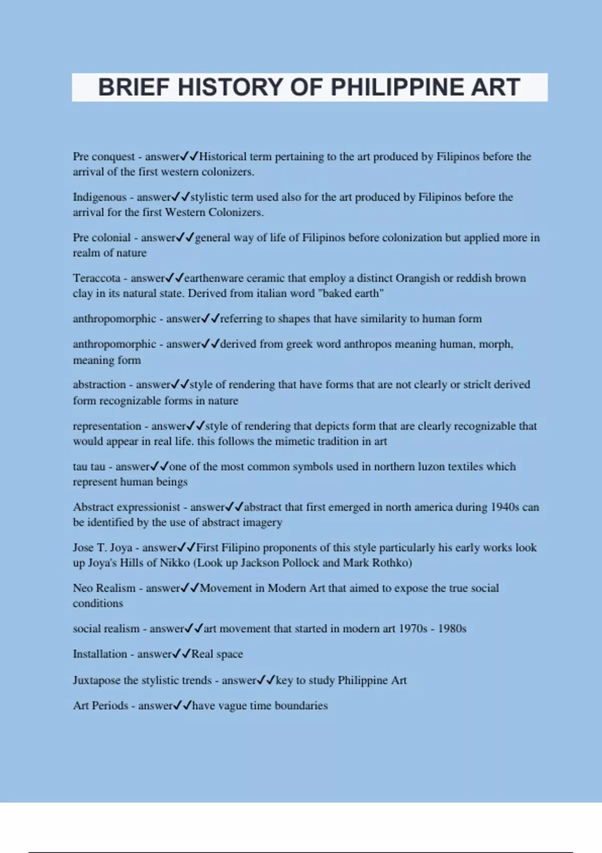 BRIEF HISTORY OF PHILIPPINE ART - HISTORY - Stuvia US