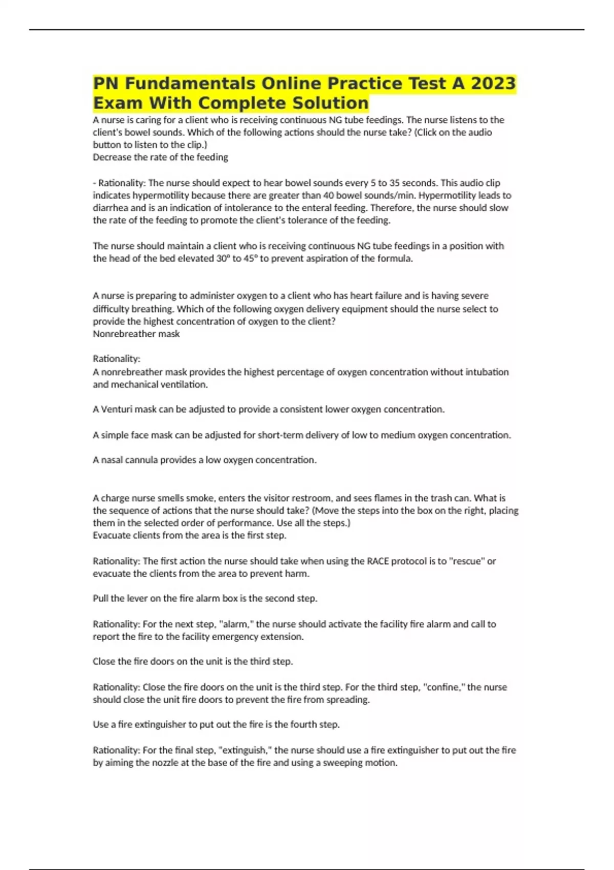 PN Fundamentals Online Practice Test A 2023 Exam With Complete Solution ...