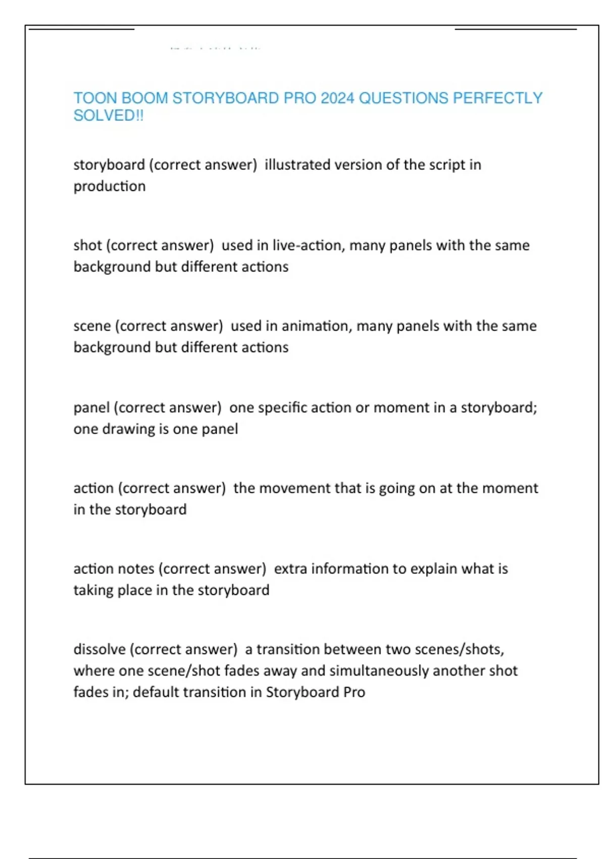 TOON BOOM STORYBOARD PRO 2024 QUESTIONS PERFECTLY SOLVED!! - TOON BOOM ...