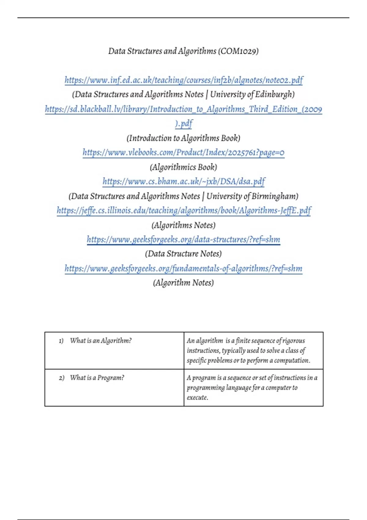 Summary And Flashcards Data Structures And Algorithm Data Structures And Algorithms Com1029