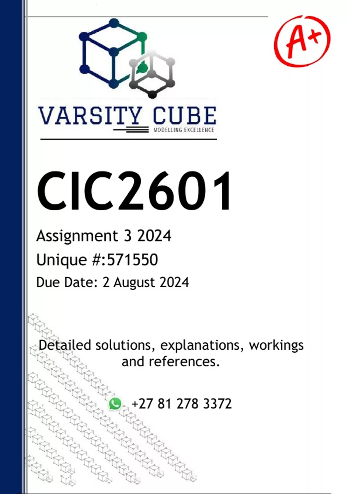 CIC2601 Assignment 3 (DETAILED ANSWERS) 2024 - DISTINCTION GUARANTEED - Computer Integration in ...