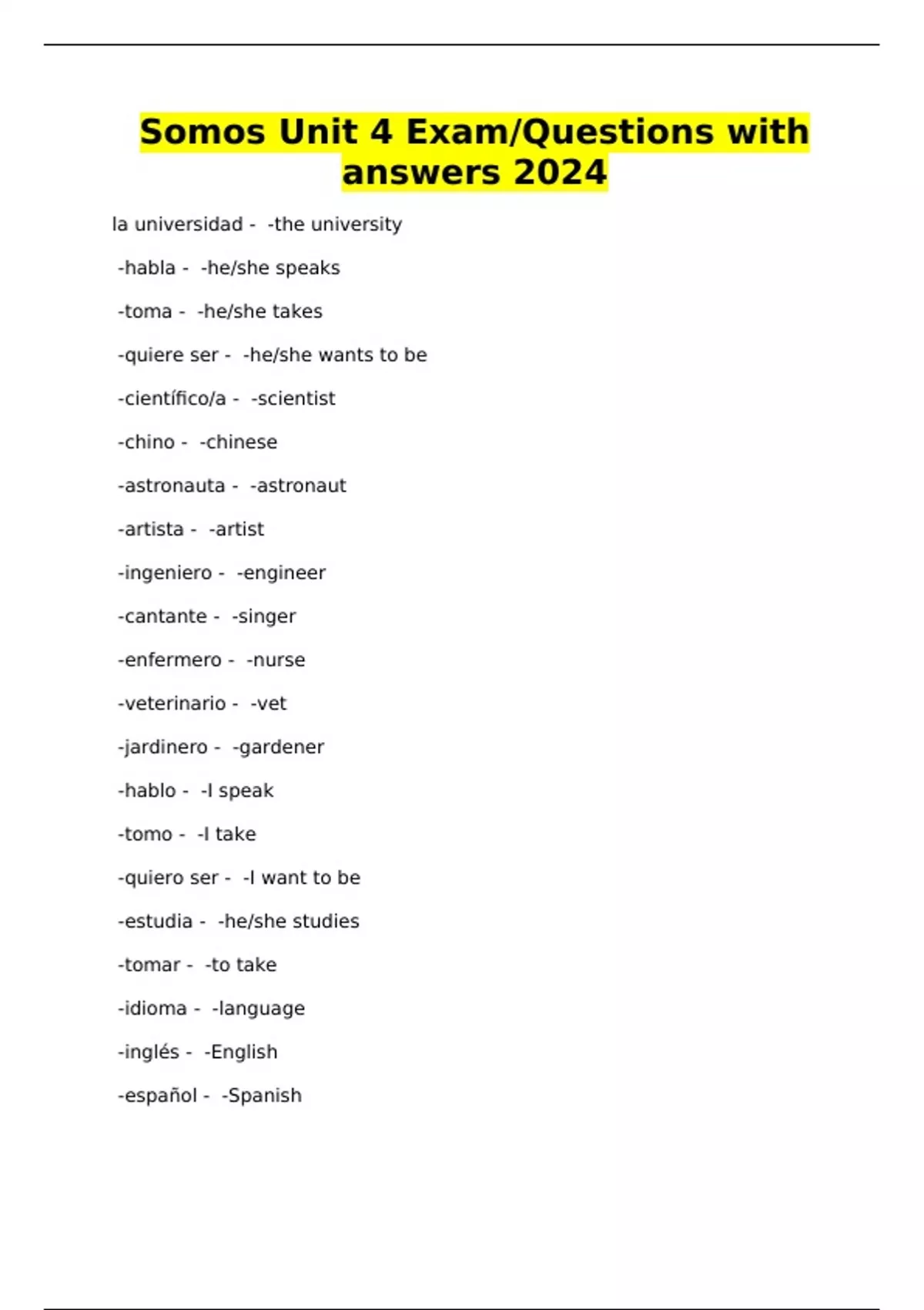 Somos Unit 4 Exam/Questions with answers 2024 - Somos Unit 4 - Stuvia US