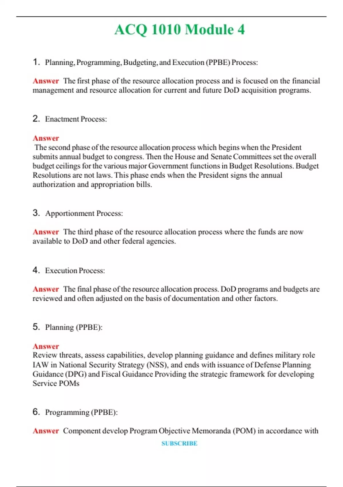 2024 ACQ 1010 Module 4 | Actual Questions and Verified Answers ( Included ) 100% Correct - ACQ ...