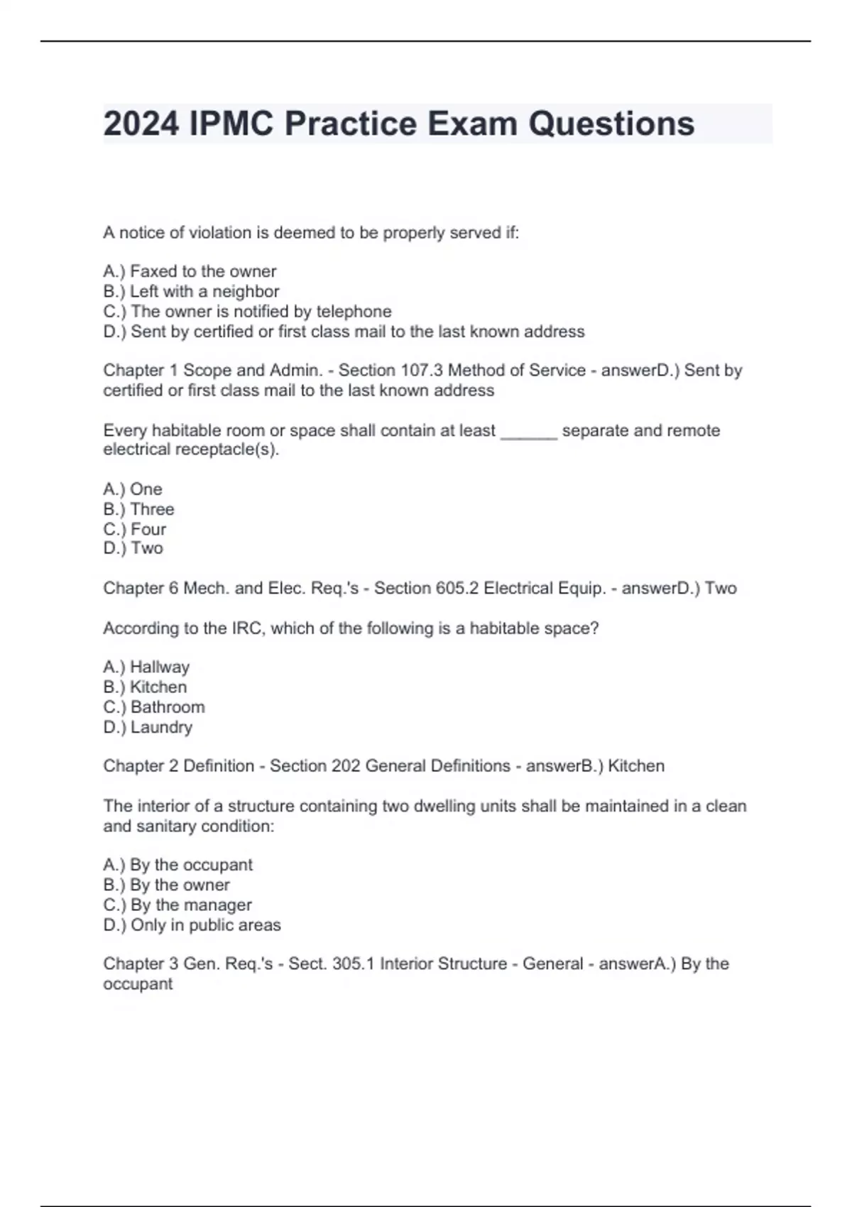 2024 IPMC Practice Exam Questions and Answers 100% Solved - IPMC - Stuvia US