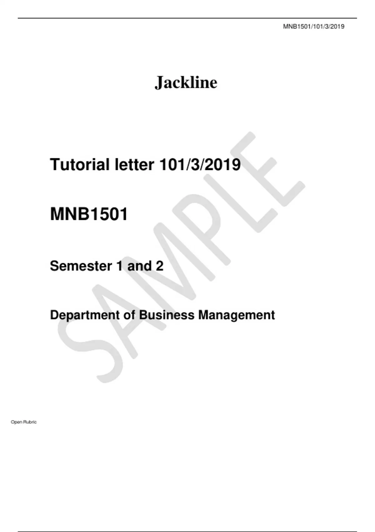 Tutorial letter 101/3/2019 MNB1501 Semester 1 and 2 Department of ...