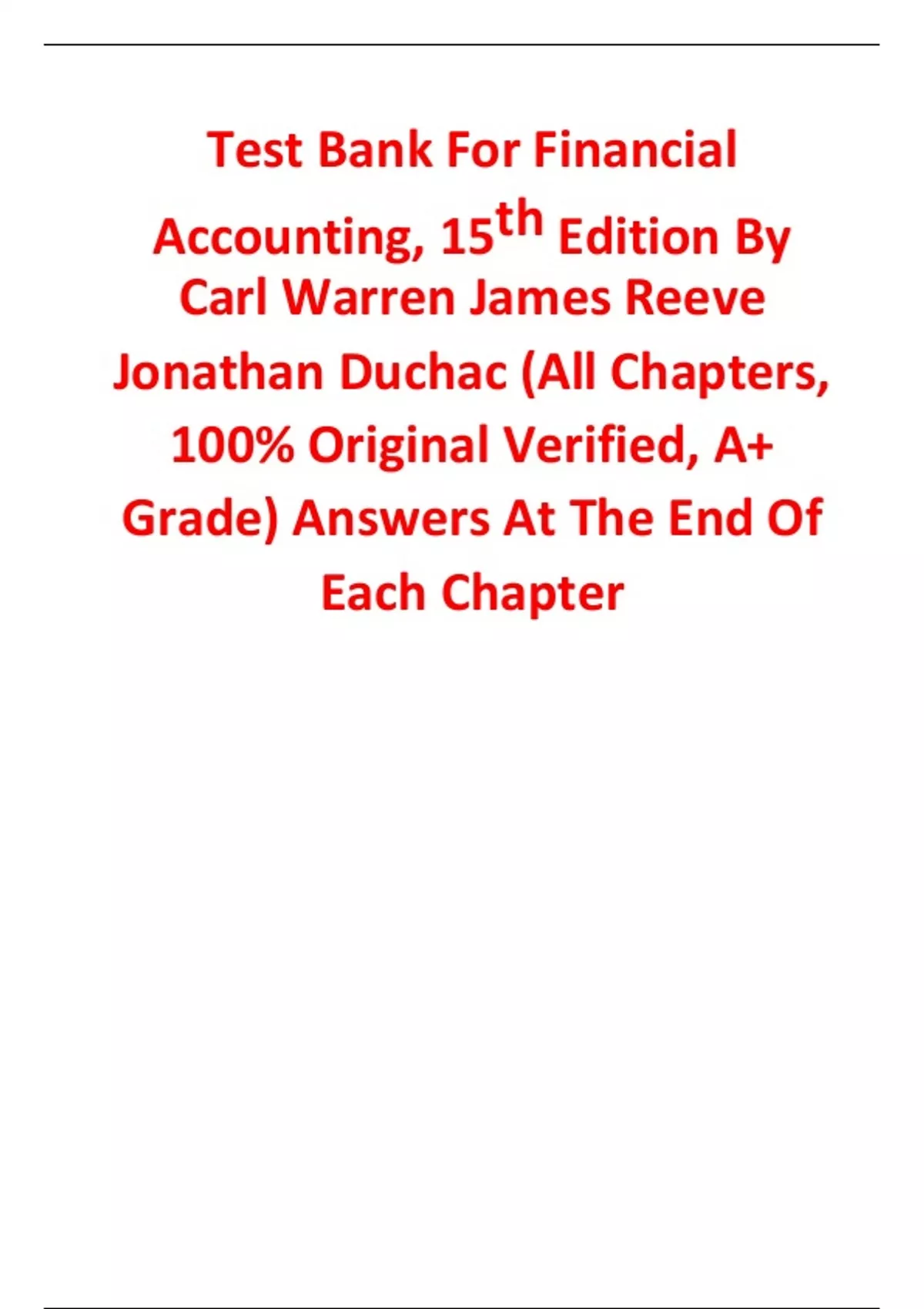 Test Bank for Financial Accounting 15th Edition By Carl Warren, James ...