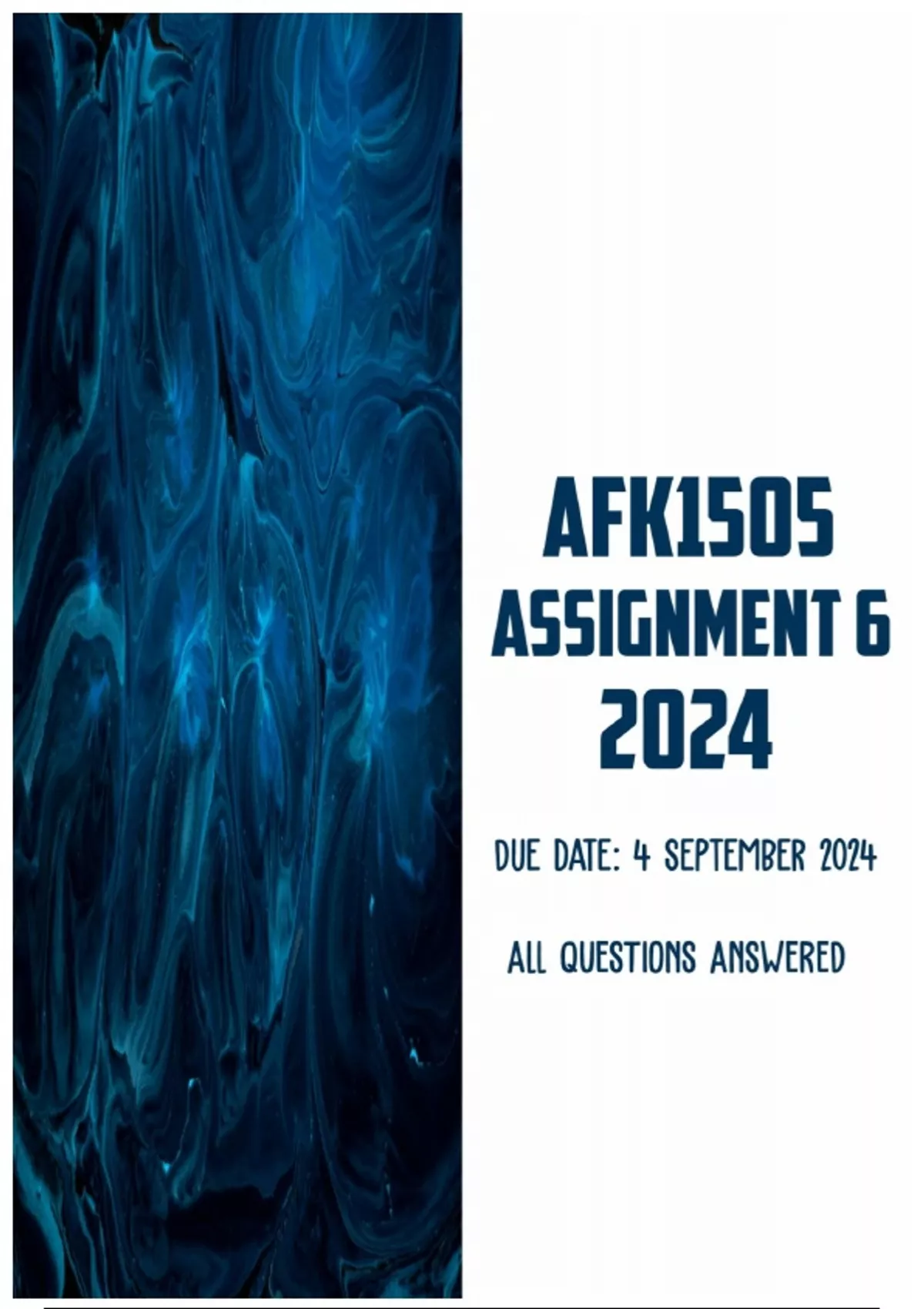 AFK1505 Assignment 6 2024 | Due 4 September 2024 - Afrikaans For ...