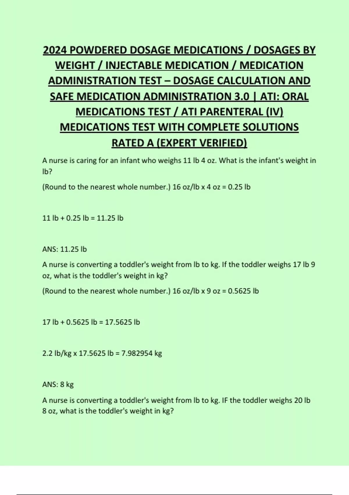 2024 POWDERED DOSAGE MEDICATIONS / DOSAGES BY WEIGHT / INJECTABLE ...