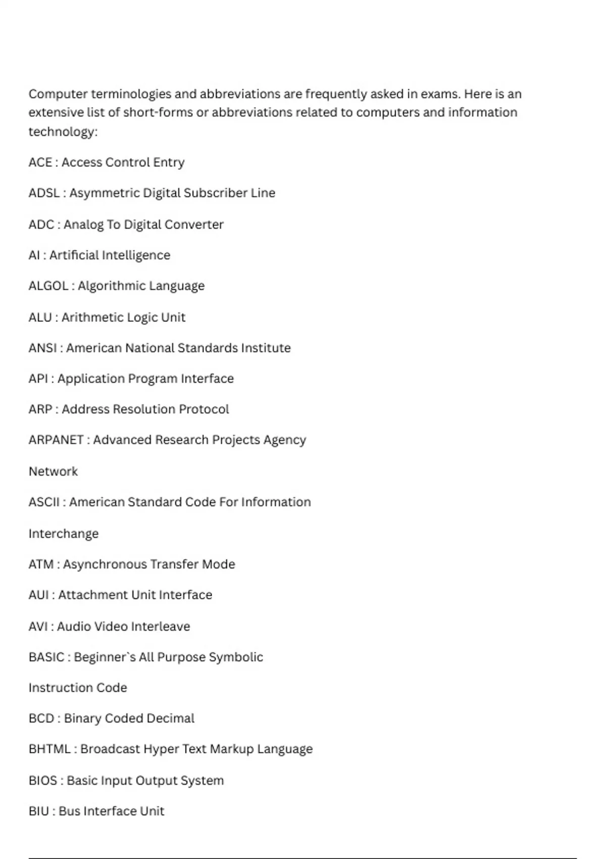 Computer terminologies and abbreviations - Computer - Stuvia US