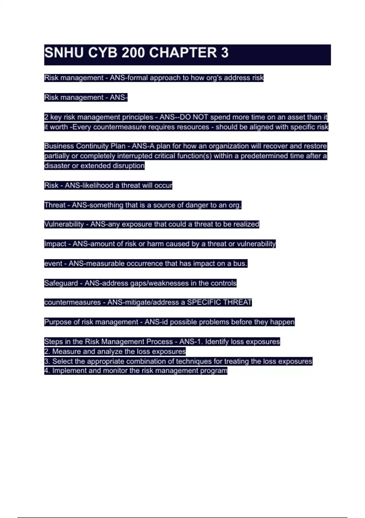 SNHU CYB 200 CHAPTER 3 Questions with 100% Actual correct answers ...