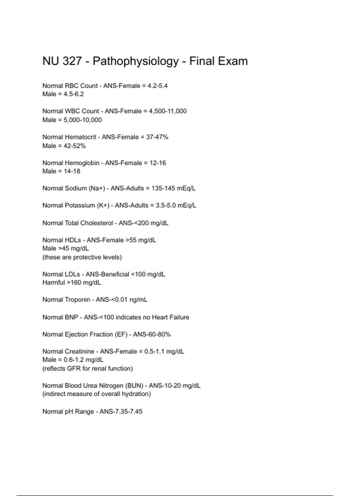 NU 327 - Pathophysiology - Final Exam Questions with 100% Actual ...