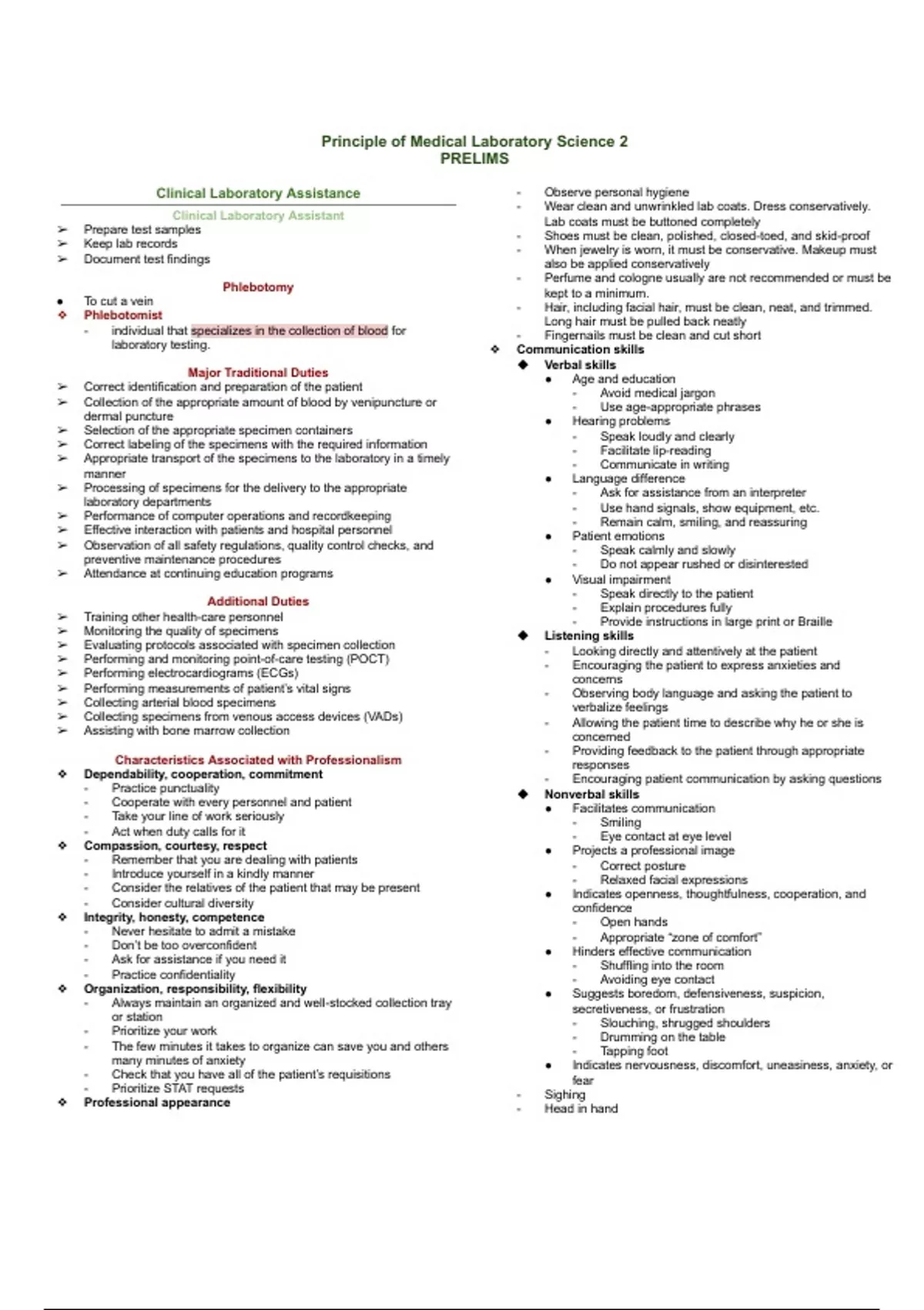 Summary Principle of Medical Laboratory Science 2 - PMLS2 - Stuvia US