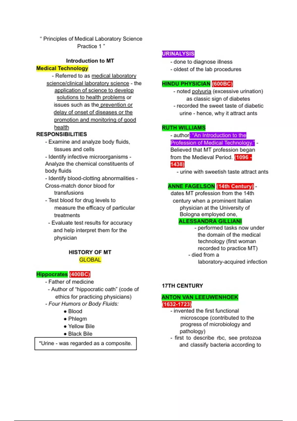 Principle of Medical Laboratory Science Summary - PMLS - Stuvia US
