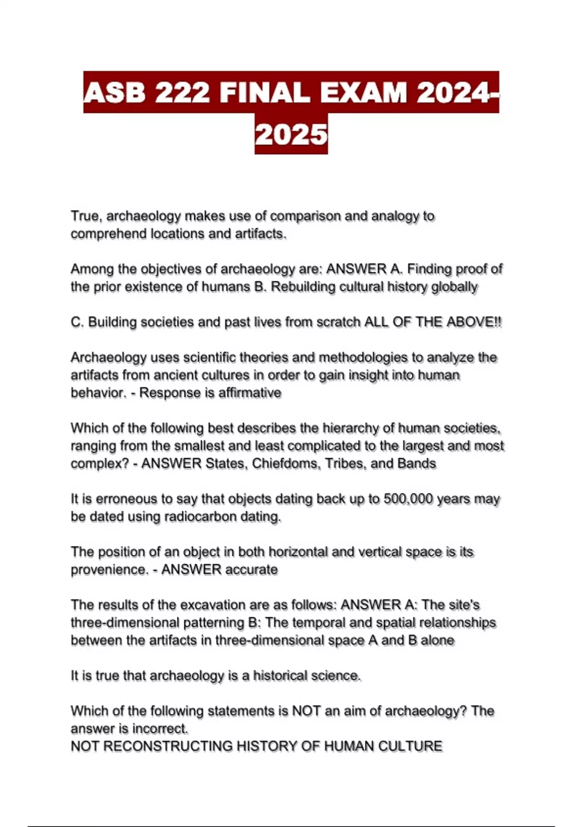 ASB 222 FINAL EXAM - ASB 222 - Stuvia US